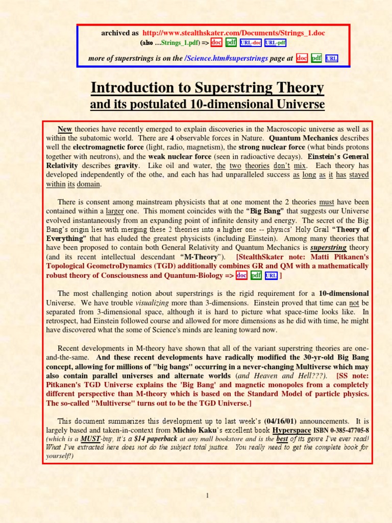 Superstrings Theory | PDF | String Theory | Field (Physics)