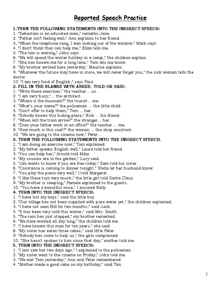 Reported Speech Practice | PDF