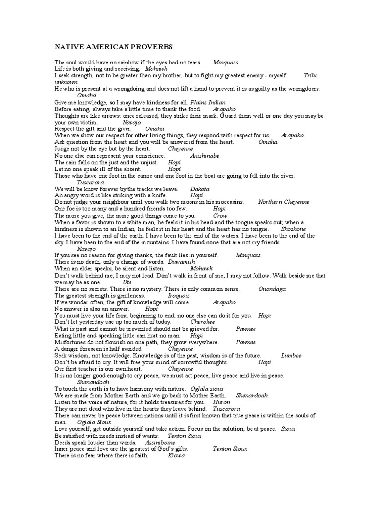 Native American Proverbs | PDF | Arapaho | Cheyenne