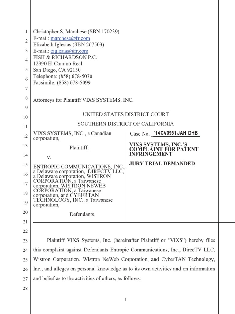 Vixs Systems v. Entropic Communications Et. Al. | PDF | Patent ...