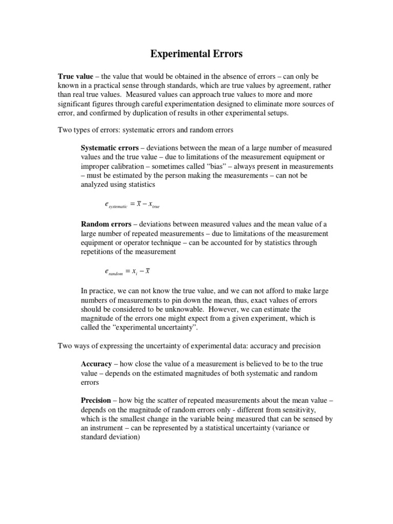 Errors Experimental | Download Free PDF | Observational Error | Standard Deviation