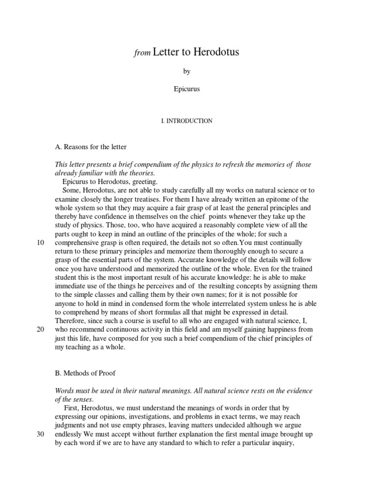 Epicurus Letter To Herodotus | PDF
