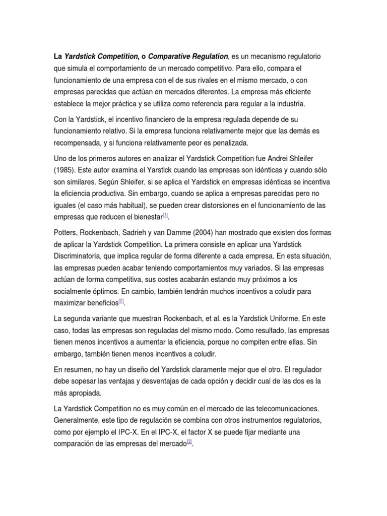 Yardstick Competition | PDF | Precios | Mercado (economía)