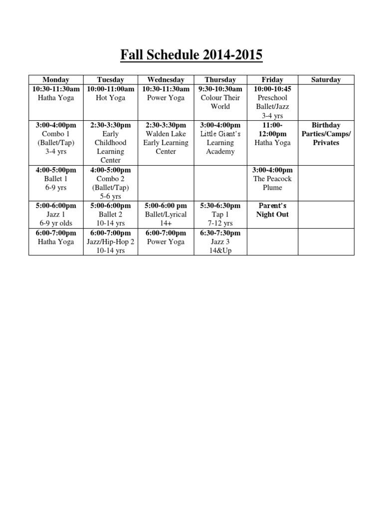 Dance Schedule | PDF