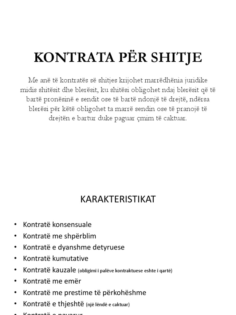 Kontrata e Shitjes | PDF Kontrata e Shitjes | PDF