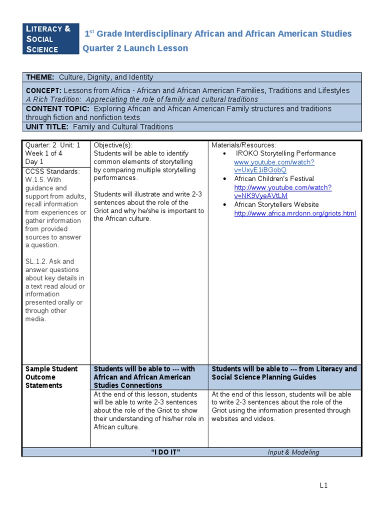 1st Grade Storytelling & Griots | PDF | Storytelling