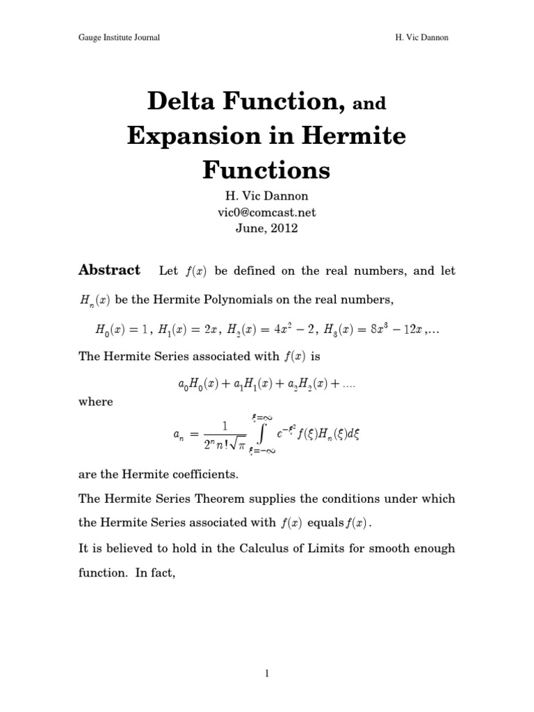 Hermite Delta | PDF | Series (Mathematics) | Integral