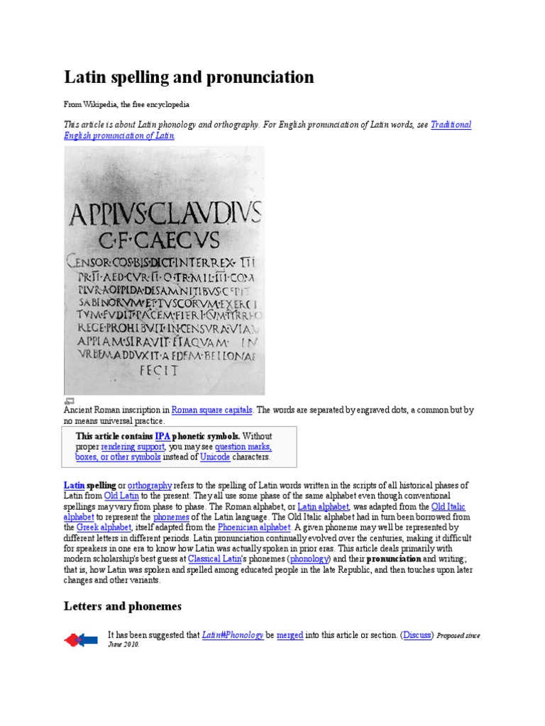 Latin Spelling and Pronunciation | PDF | Alphabet | Consonant