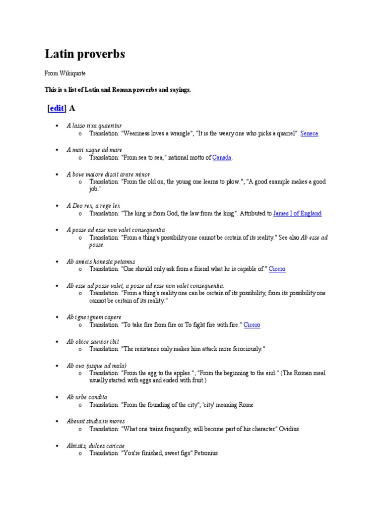 Latin Proverbs and Their Meanings | PDF