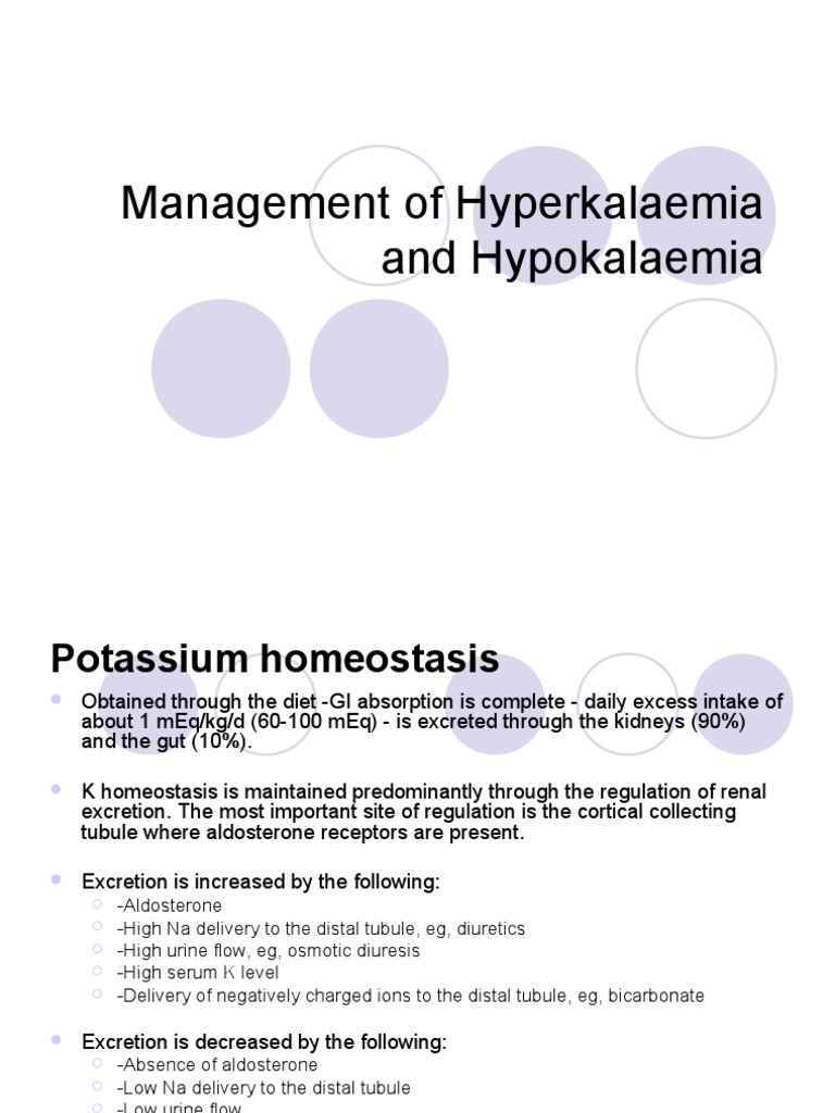Management of Hyperkalaemia and Hypokalaemia | PDF | Potassium | Diet ...
