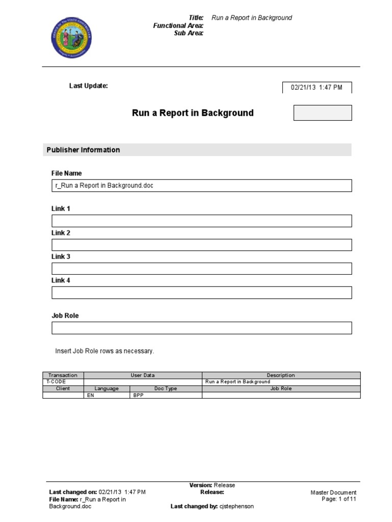Run A Report in Background | PDF | Button (Computing) | Subroutine