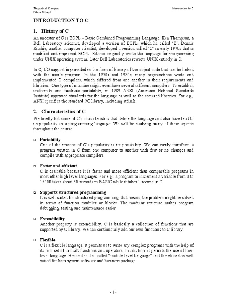 An Introduction to the History, Characteristics, Structure, and Execution Process of the C ...