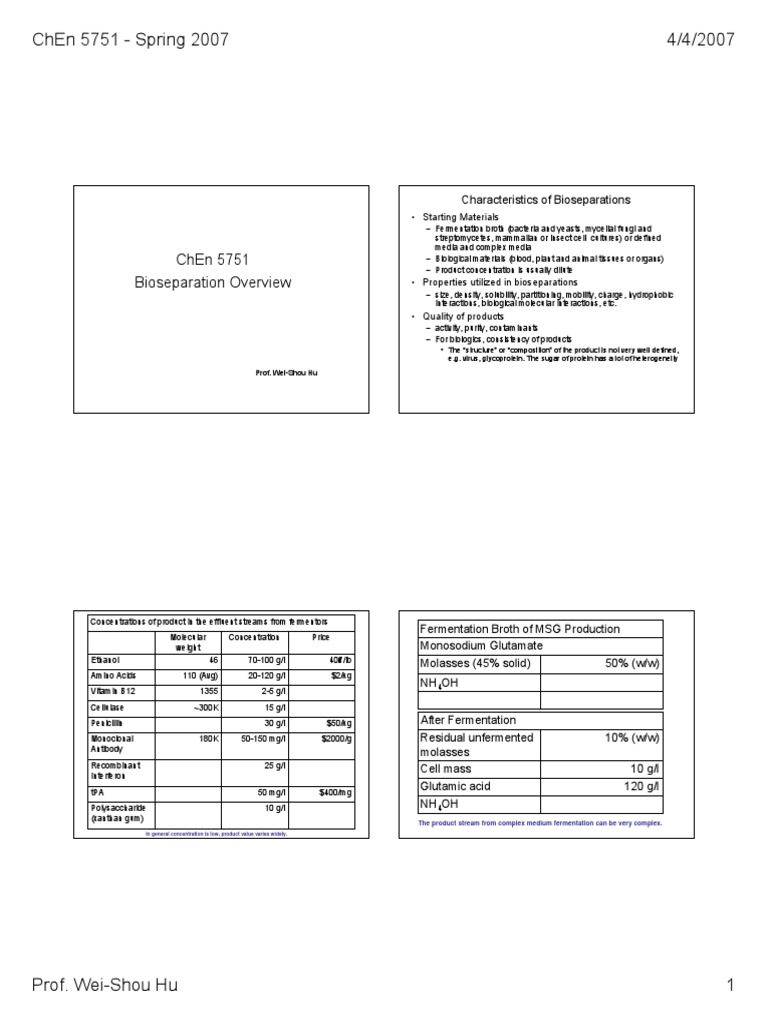 Introduction To Bioseparations | PDF | Chromatography | Crystallization