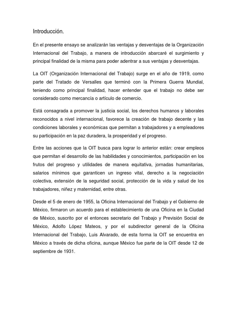 OIT en Mexico | PDF | Organización Internacional del Trabajo | Derecho ...