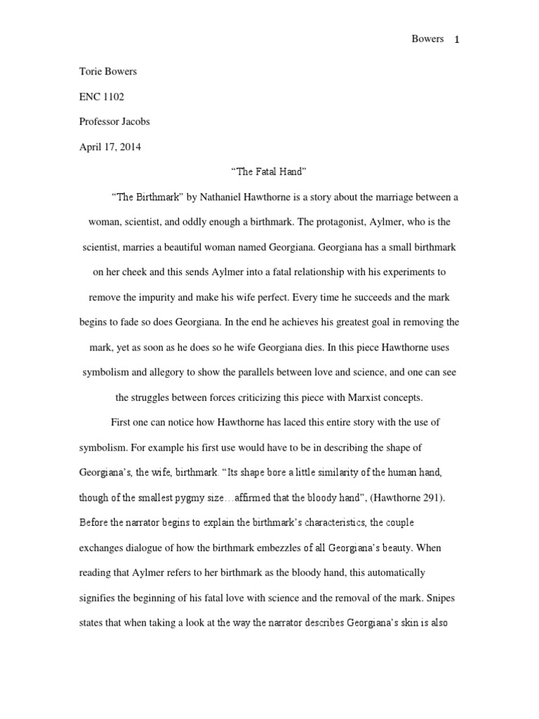 Nathaniel Hawthorne The Birthmark Symbolism