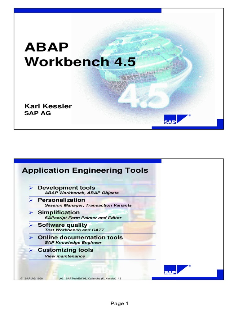ABAP WorkBench by Karl Kessler | PDF | Object Oriented Programming | Computing