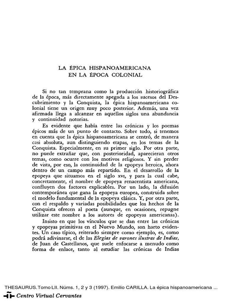 Épica Hispanoamericana Colonial | PDF | Poesía épica | Renacimiento