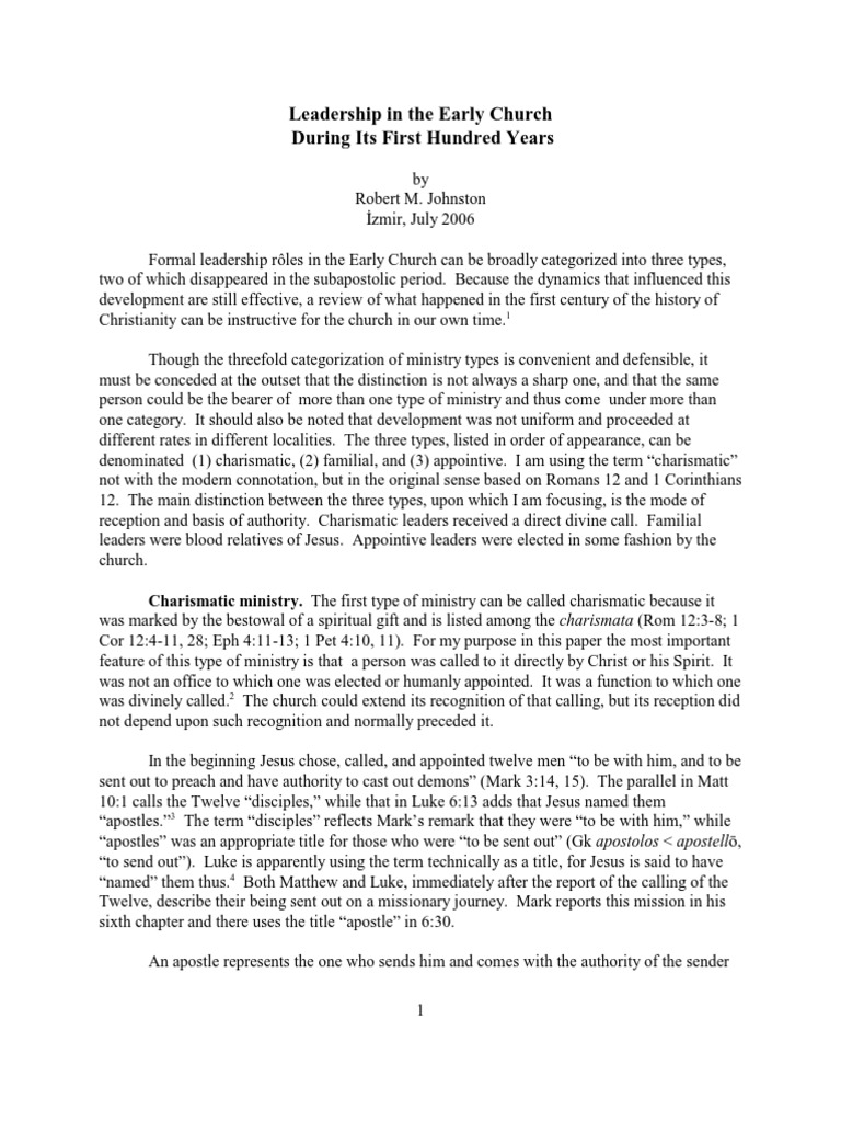 Early Church Leadership | PDF | Elder (Christianity) | Prophet