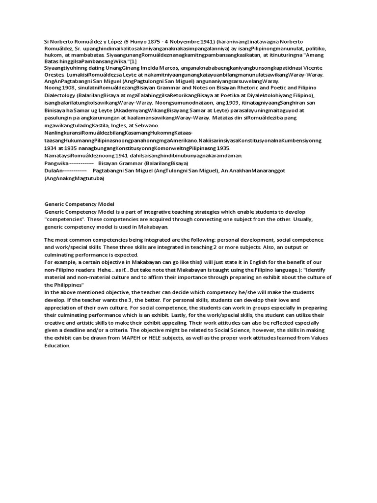 Si Norberto Romuáldez y López | PDF | Language Arts & Discipline