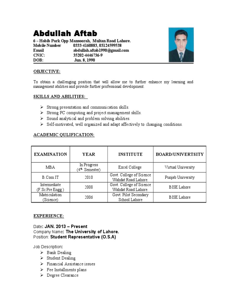 CV Abdullah Aftab (Updated) | PDF | Computing | Behavior Modification