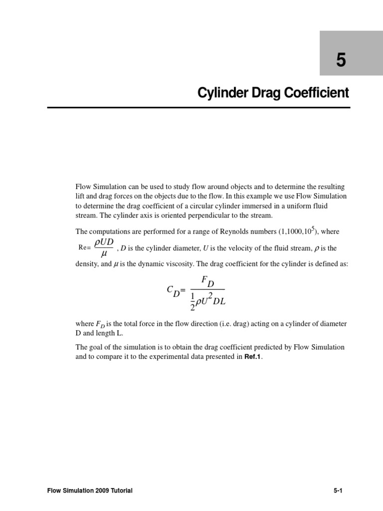 Drag Coefficient Of A Cylinder Solidworks Drag Physics Fluid Dynamics