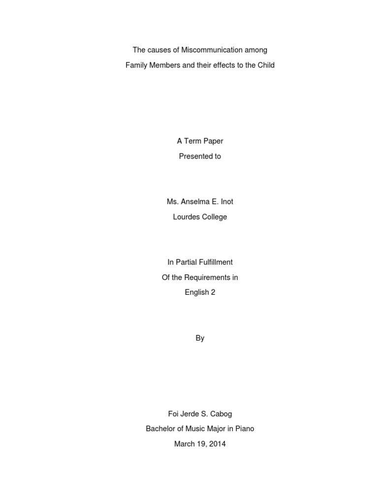 English Term Paper Sample Format | Download Free PDF | Parenting ...