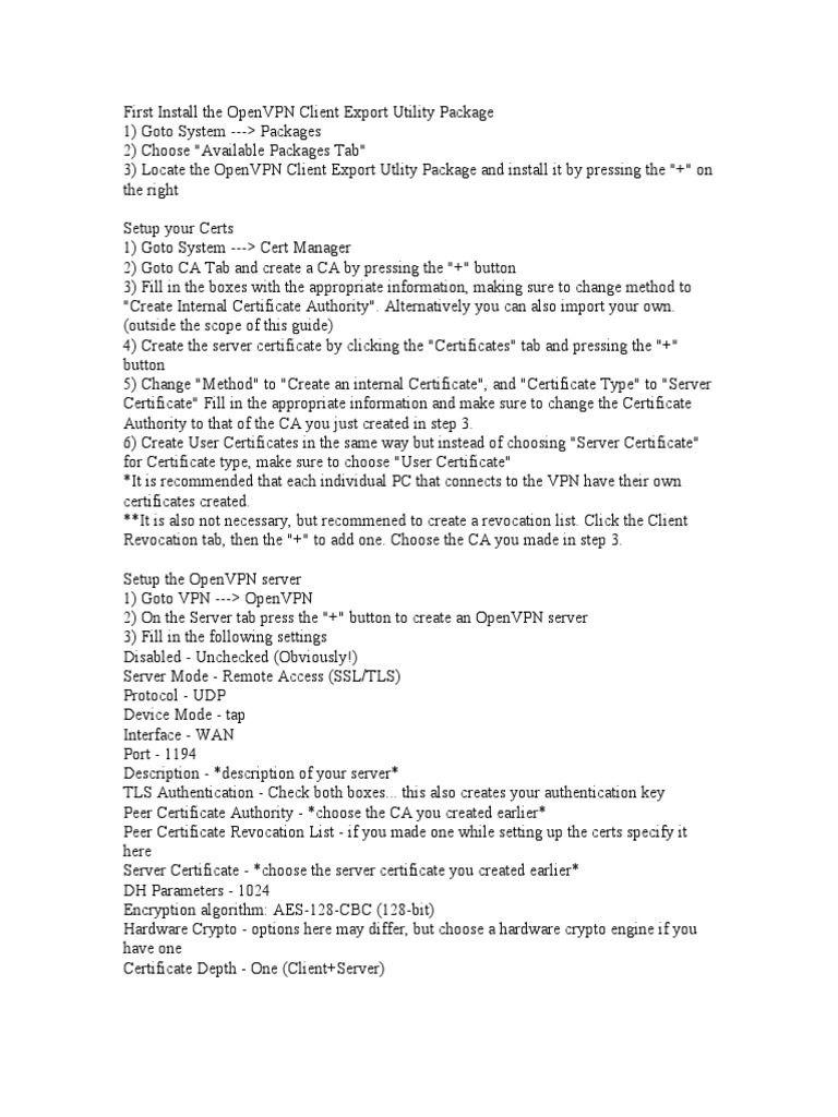 First Install The OpenVPN Client Export Utility Package | PDF | Digital ...