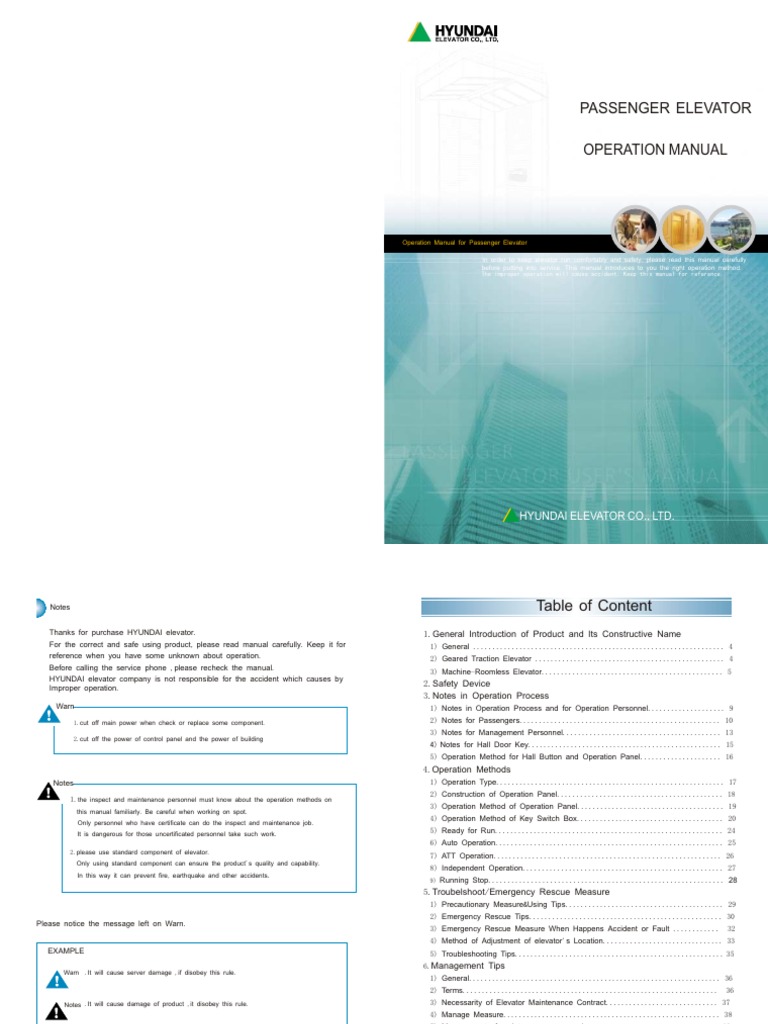 Passenger Elevator Operation Manual | PDF | Elevator | Door