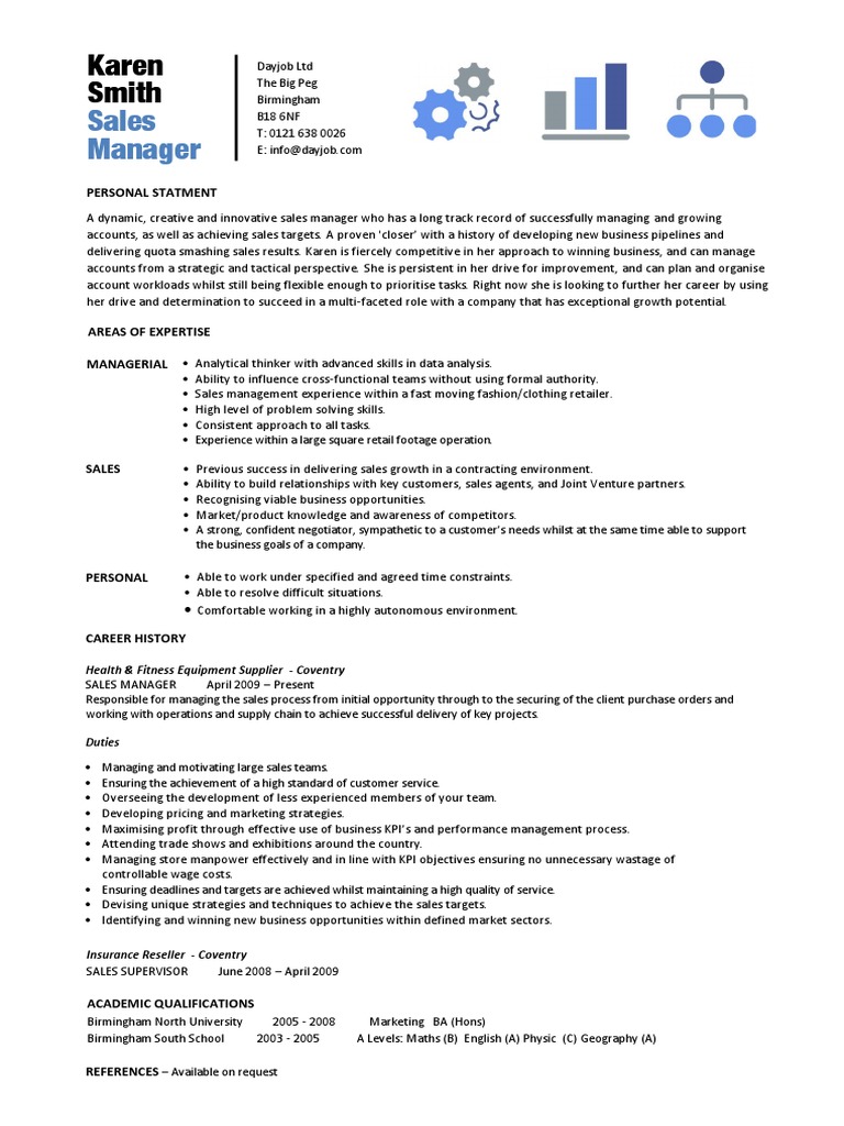 Sales Manager CV 1 | PDF | Sales | Retail