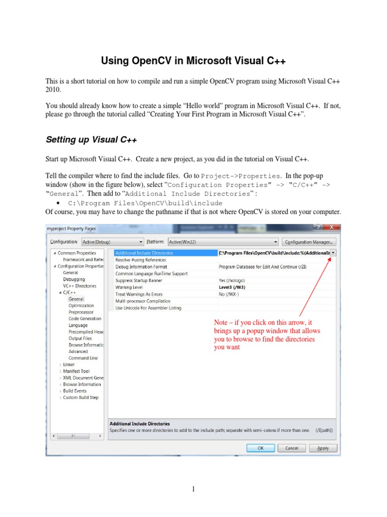 OpenCV in Visua LC++ | PDF | Library (Computing) | Directory (Computing)