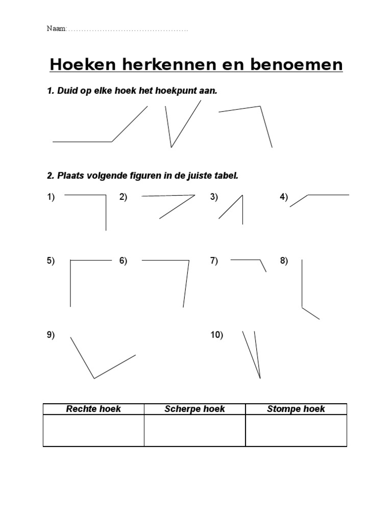 Werkblad Hoeken | PDF