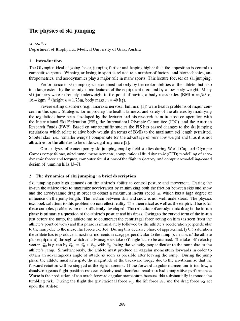 The Physics of Ski Jumping, Notes | PDF | Drag (Physics) | Body Mass Index