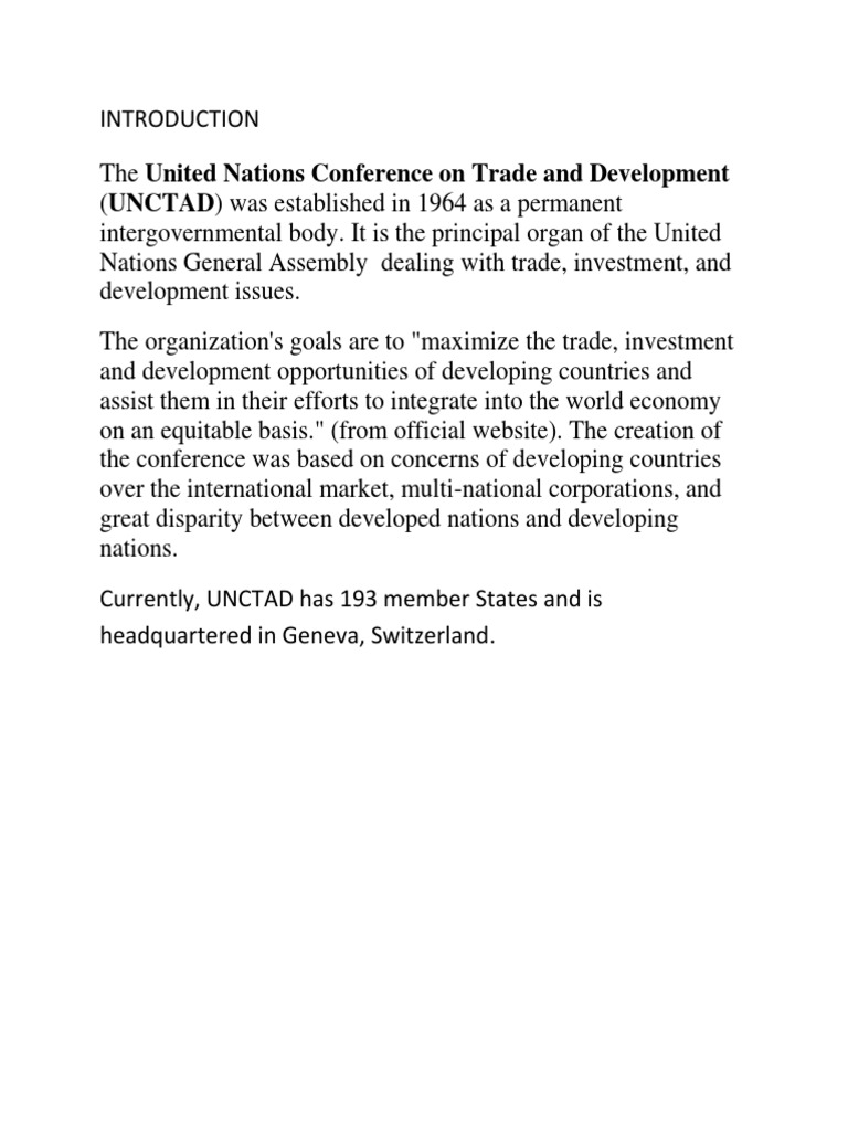 UNCTAD | PDF | United Nations Conference On Trade And Development ...