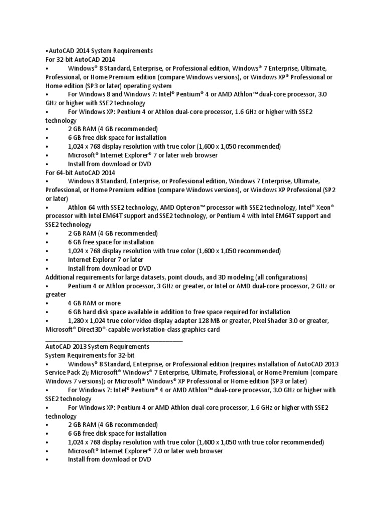 AutoCAD 2014 System Requirements | Macintosh | Windows Vista