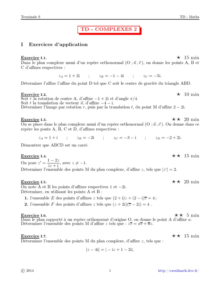 TD Géométrie Des Nombres Complexes | PDF | Nombre complexe | Triangle