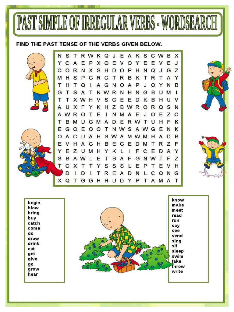Past T - Irregular Verbs - (Starter at Plenary - Word Search) | PDF