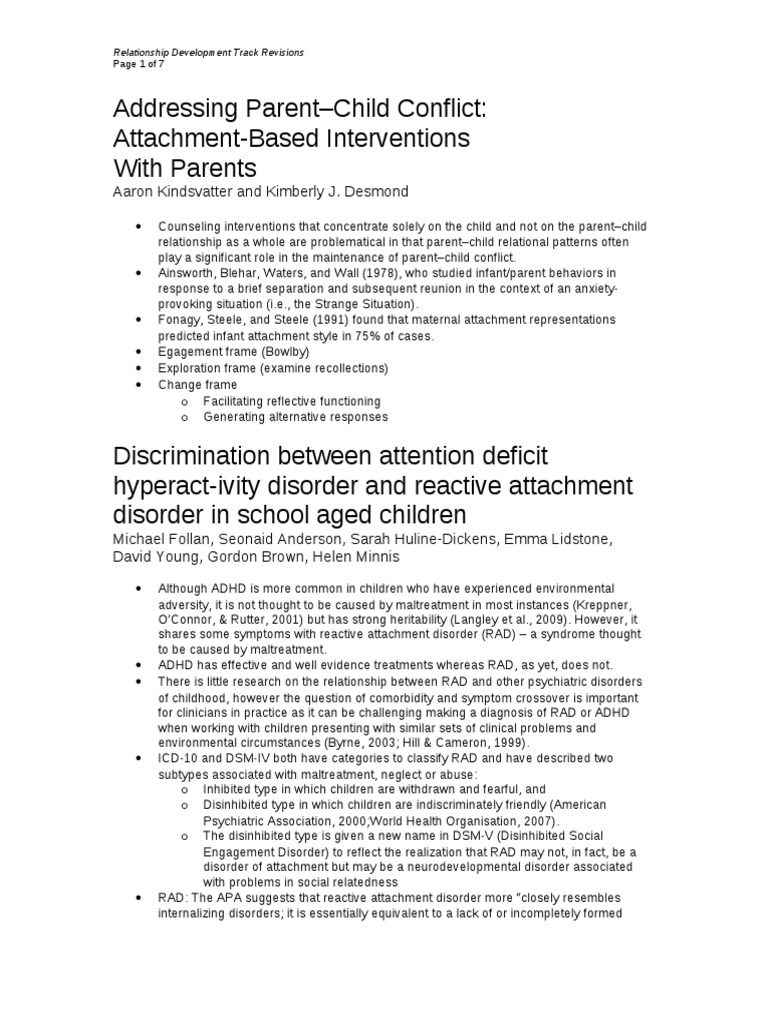 Addressing Parent-Child Conflict: Attachment-Based Interventions With ...