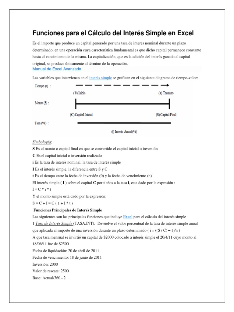 Funciones para El Cálculo Del Interés Simple en Excel | PDF