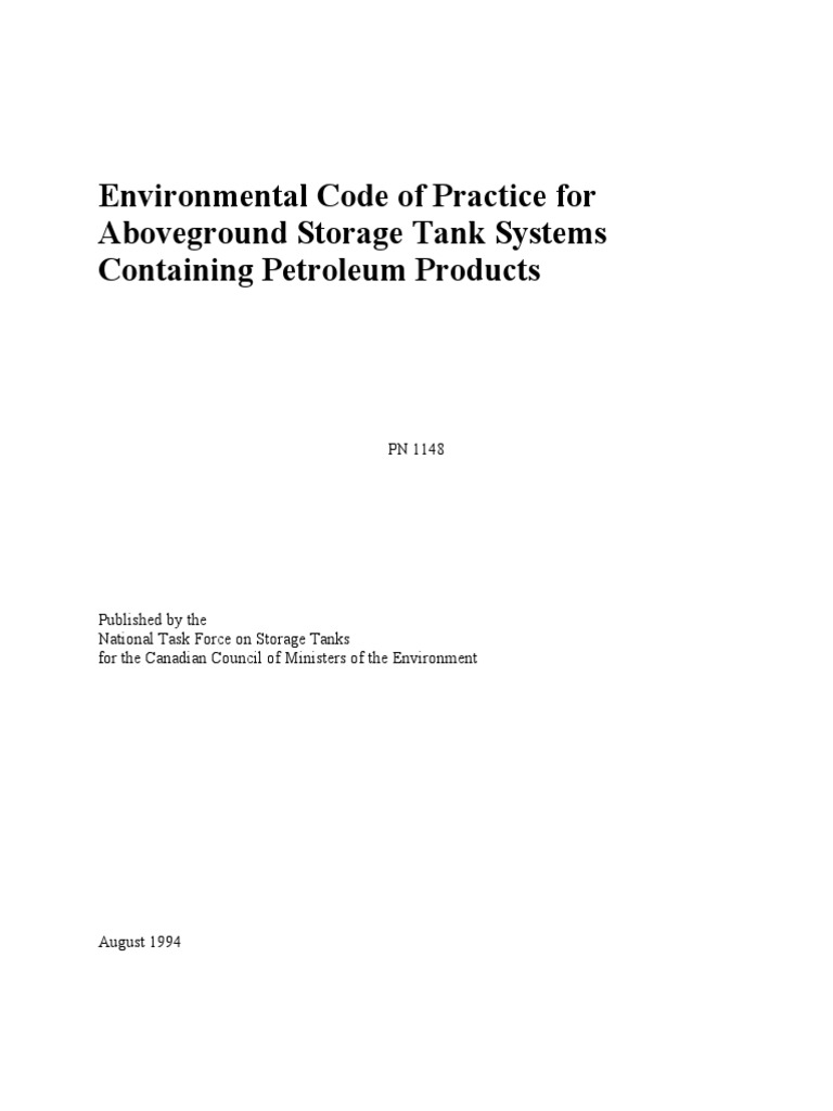 Environmental Code of Practice For Aboveground Storage Tank Systems ...