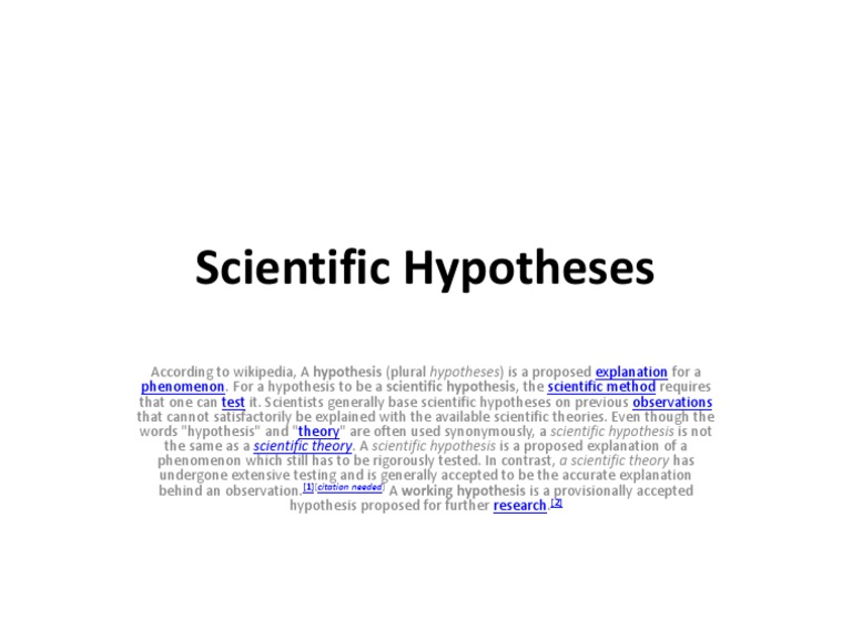 Scientific Hypotheses: Explanation Phenomenon Scientific Method Test ...