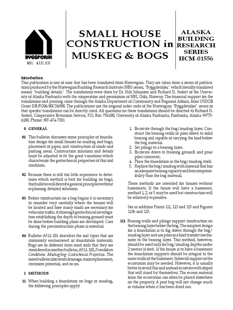 Building Over Muskeg | PDF | Deep Foundation | Basement