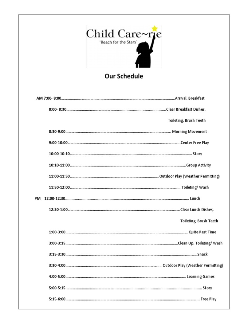 Free Preschool Daily Schedule Template | PDF