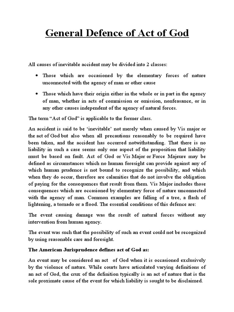 Act of God | PDF | Negligence | Proximate Cause