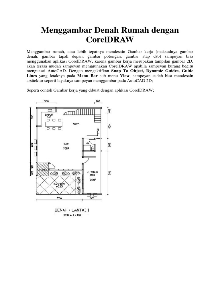 Menggambar Denah Rumah Dengan CorelDRAW | PDF | Griya & Taman