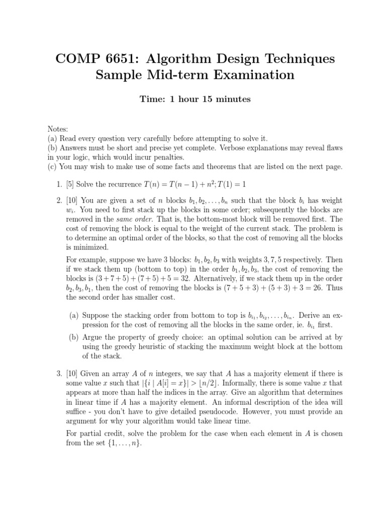 Sample Midterm | PDF | Time Complexity | Array Data Structure