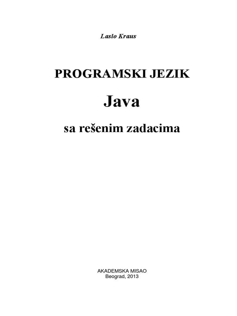 Zbirka Zadataka Java Laslo Kraus | PDF