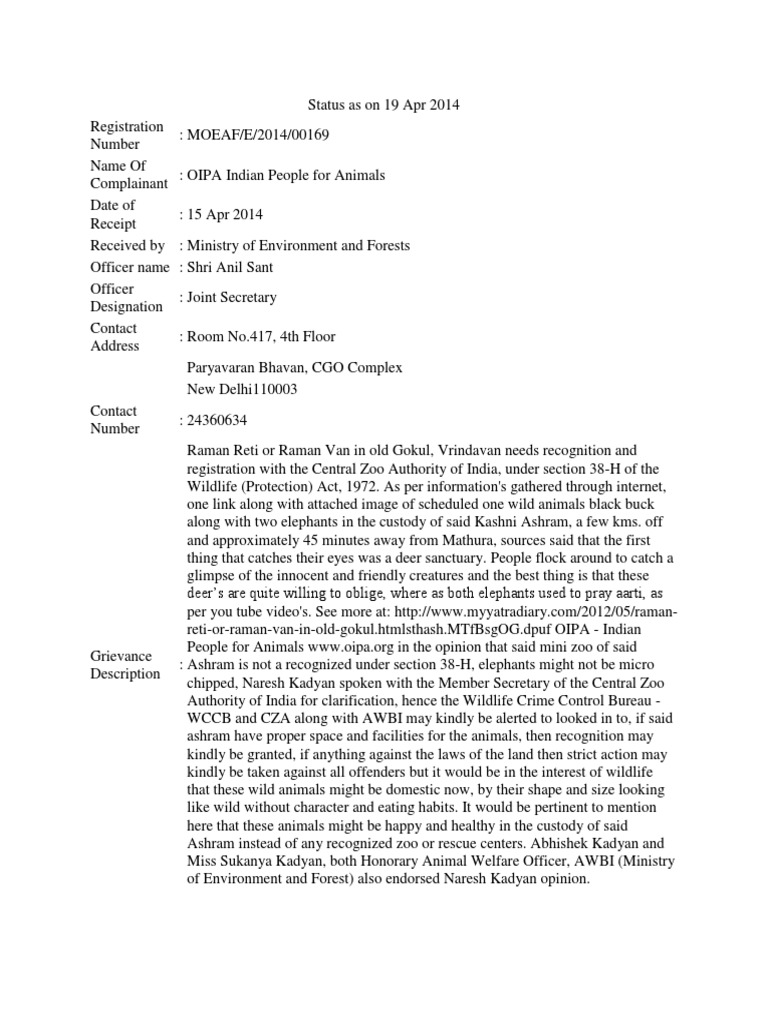 Complaint Against Karshni Ashram, Raman Reti For Wildlife Crime ...