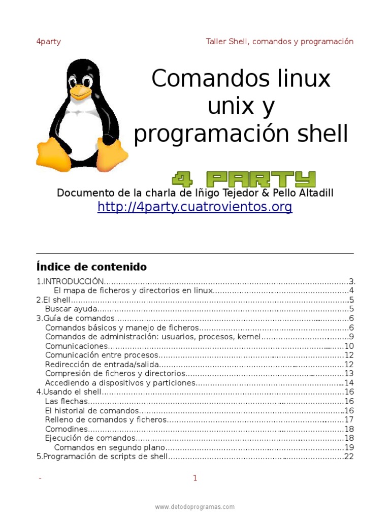 Comandos Linux Unix y Programación SHELL.pdf | Interfaz de línea de comando | Archivo de ...