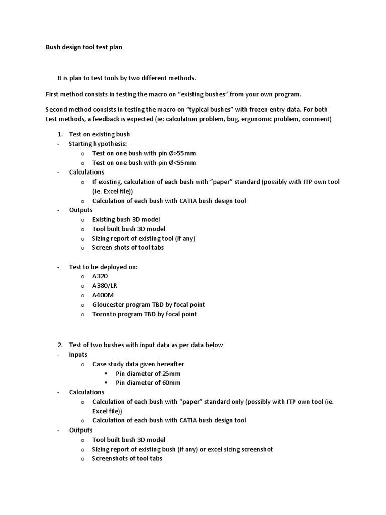 Bush Design Tool Test Plan | PDF | Mechanical Engineering | Nature