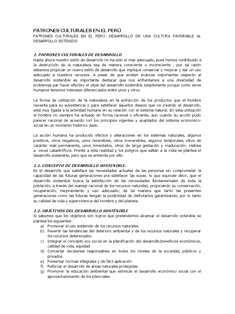 Patrones Culturales en El Perú | PDF | Cooperacion economica Asia ...